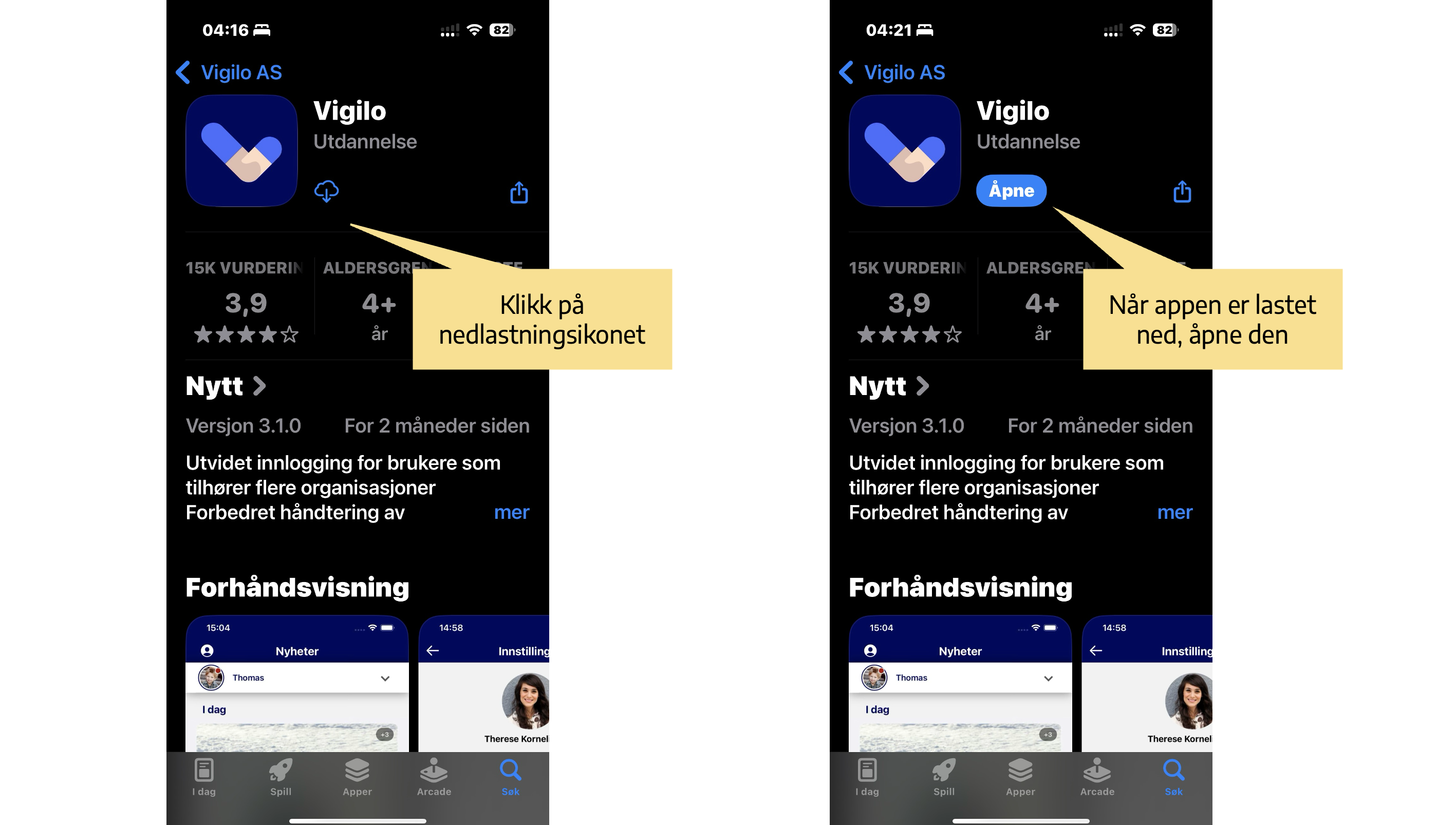 App: Last ned Vigilo-appen – Hjelpesenter